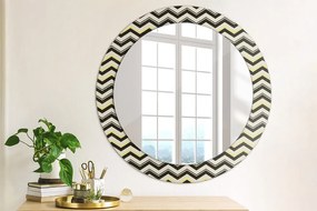 Kulaté zrcadlo tištěný rám Zigzag vzor fi 70 cm