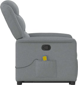 Zvedací masážní polohovací křeslo světle šedé textil 3303204