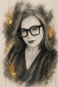 Foto obraz z vlastní fotky na plátno – Charcoal & Gold luxusní portrét