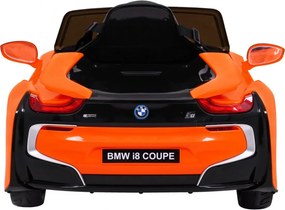 Ramiz Elektrické autíčko BMW i8 Lift oranžové + dálkové ovládání + pomalý rozjezd + 3bodové pásy + MP3 USB + LED