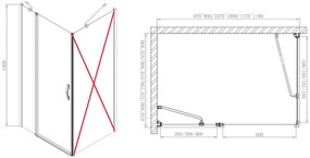 Gelco ONE sprchové dveře s pevnou částí 1000 mm, čiré sklo, GO4810