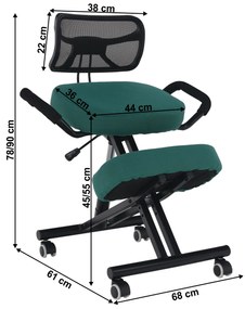 Kondela Ergonomická klekačka, zelená/černá, RUFUS