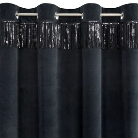 Černý závěs na kroužcích JASPER 140x250 cm