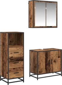 Sada koupelnového nábytku 3 ks Staré dřevo 65 x 33 x 60 cm 3402432