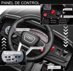 HOMCOM Dětské Elektrické Auto +3 roky Licencované Audi RS Q8 se 6V Baterií, 2 Motory, Dálkovým Ovládáním, Hudbou, MP3, Klaksonem a Světly, Maximální …