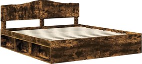 Rám postele Kouřový dub 180 x 200 cm Masivní borové dřevo 3412866