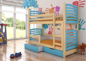 ADRK Furniture Patrová postel pro dvě osoby s matracemi OSUNA CH-Osu-PIN+ BL-D064