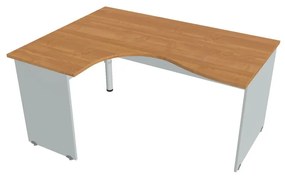 Stůl ergo pravý 160*120 cm - Hobis Gate GE 2005 P Dekor stolové desky: olše, Dekor lamino podnože: šedá, Barva nohy: stříbrná