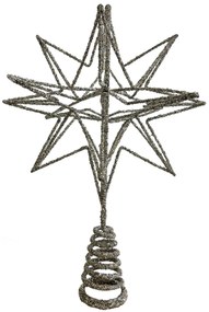 Hvězda na špici vánočního stromečku stříbrná 23 cm