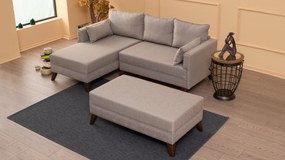 Hanah Home Dvoumístná pohovka BELLA krémová levá 205 cm s taburetem 825BLC1510