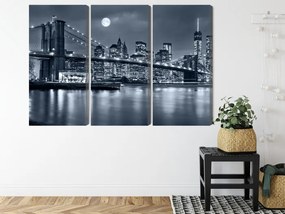 Vícedílný obraz Noční Panorama New Yorku S Měsícem Na Obloze Nedostatek Nedostatek Plátno Canvas 180x120