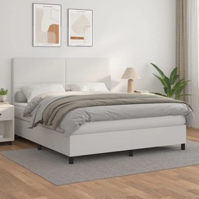 Box spring postel s matrací bílá 160x200 cm umělá kůže 3142732