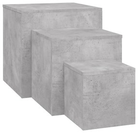 vidaXL Odkládací stolky 3 ks betonově šedé dřevotříska