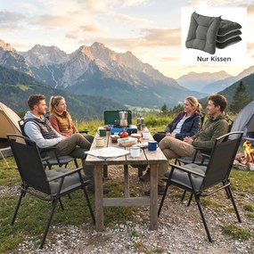 sada 4 polštářů na sezení 39,5 x 39,5 x 10 cm Polštář na židli s popruhy, protiskluzová venkovní podložka na sezení v interiéru