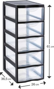 SUNDIS Úložný box s 5 vyššími zásuvkami, antracit, OFFICEMIX A4, 5A