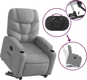 Zvedací polohovací křeslo světle šedé textil 3204596