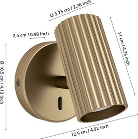 Eglo 902033 - Nástěnné bodové svítidlo PORTILLO 1xGU10/5W/230V zlatá