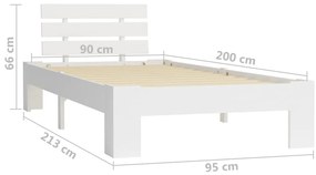vidaXL Marketos Rám postele bílý masivní borové dřevo 90 x 200 cm