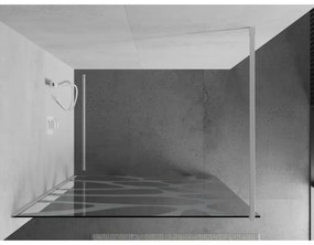 Mexen Kioto, Walk-In sprchová zástěna 100 x 200 cm, 8mm sklo čiré/bílý vzor, bílý profil, 800-100-101-20-97
