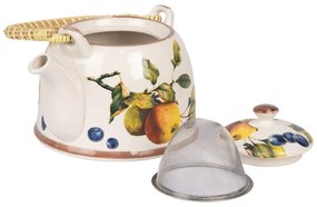 Porcelánová konvička na čaj se sítkem s motivem větviček s ovocem – 800 ml