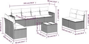 9dílná zahradní sedací souprava s poduškami černá polyratan 3218845