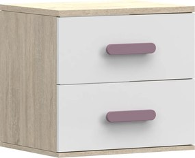 IDZ Noční stolek SMYK III 22, 55 cm Bílá + Dub Sonoma / Barevné úchytky Barva: Fialová