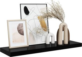 Plovoucí nástěnná police černá vysoký lesk 80x23,5x3,8 cm MDF 323772