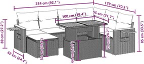 8dílná zahradní sedací souprava s poduškami černá polyratan 3273631