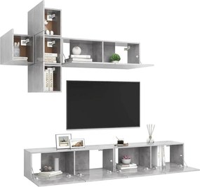 7dílný set TV skříněk betonově šedý dřevotříska 3079129