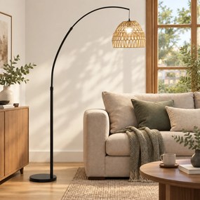HOMCOM oblouková stojací lampa s dvojitým stínidlem, černá