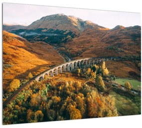 Skleněný obraz mostu ve skotském údolí (70x50 cm)