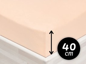 Jersey napínací prostěradlo na extra vysokou matraci JR-021 Pudrové 160 x 200 - výška 40 cm