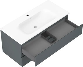 Mexen Orio, koupelnová skříňka 100 cm s umyvadlem Vela, 2 zásuvky, grafitová matná/bílá matná, 91A10-10047-2-BFF66-W23M01