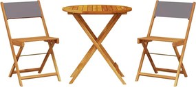 3dílný bistro set antracitový textil a masivní dřevo 3281845