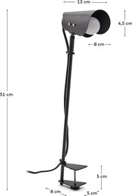 Černá kovová stolní lampa s klipem (výška 51 cm) Jula – Kave Home