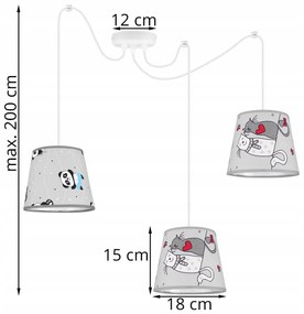 Dětské závěsné svítidlo Cone Spider, 3x textilní stínítko se vzorem (výběr ze 7 barev), w
