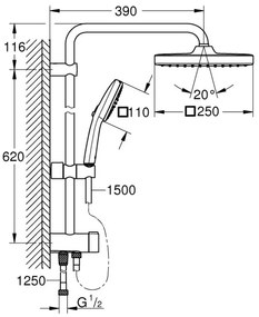 GROHE 26698001 - Sprchový systém VITALIO COMFORT 250 lesklý chrom