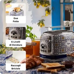 Ariete Capri bílá, světle modrá / Toustovač / 2 plátky / 810 W