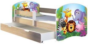 Dětská postel - ZOO 2 180x80 cm + šuplík bělený dub