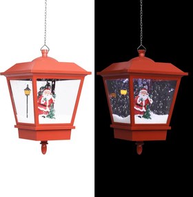 Vánoční závěsná lampa LED světlo a Santa červená 27x27x45 cm 289928
