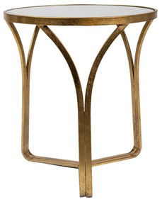 Zlatý kovový odkládací stolek Rudy s patinou - Ø 54*59 cm