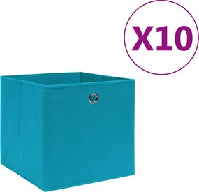 vidaXL Úložné boxy 10 ks netkaná textilie 28 x 28 x 28 cm [325218] Barva: Dětská modrá