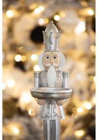 Vánoční dekorace Socha Louskáček Stříbrná Bílá 14*11*40 cm – 14x11x40 cm