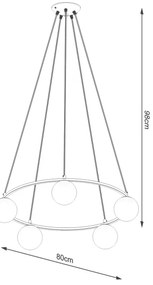 Sollux SL.1214 - Lustr na lanku YOLI 5xG9/8W/230V černá