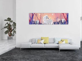 Obraz - Jednorožec v magickém lese (170x50 cm)