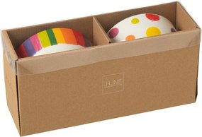 Set 2ks miska s barevnými pruhy a puntíky Polli Dot v krabičce - Ø 14*6 cm