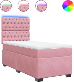 Box spring postel s matrací růžová 90x200 cm samet 3293121