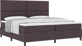 Postel s boxspringem s čelo Tmavě hnědá 200 x 200 cm textil 3339493
