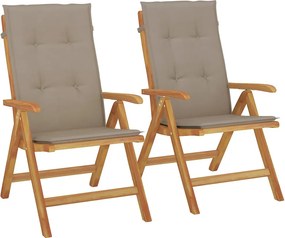 Skládací polohovací křesla s polštáři 2 ks, masivní teak 3196441