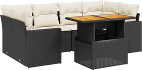 7dílná zahradní sedací souprava s poduškami černá polyratan 3271210